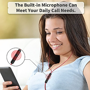 VersionTECH. Gaming Earbuds with Mic, In-Ear Gaming Headphones Wired with Microphone Dual Audio Drivers Noise Cancelling Stereo Bass Compatible for PC/PS5/PS4/Xbox/Nintendo/Switch/Mobile 3.5mm Aux-Red