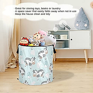 Cows Milk Pop Up Laundry Hamper with Lid Foldable Storage Basket Collapsible Laundry Bag for Camping Picnics Bathroom