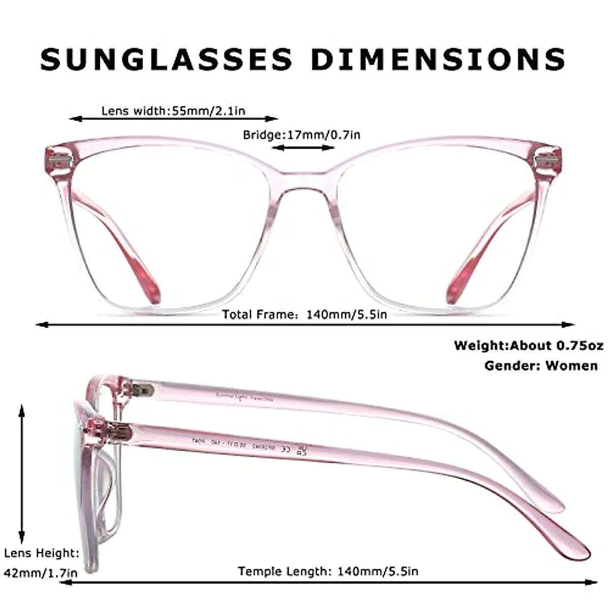 Blue Light Blocking Glasses for Women Men, Ultra Light Computer/TV/Gaming Glasses, Anti Eyestrain UV Glare, Non-Prescription