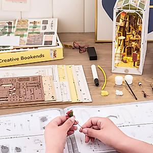 Rolife DIY Book Nook Kit Sunshine Town, DIY Miniature Booknook Kit Creative Decorative Bookend Bookshelf Insert 3D Puzzles for Adults, Halloween/Christmas Decorations/Gifts for Adults (Sunshine Town)