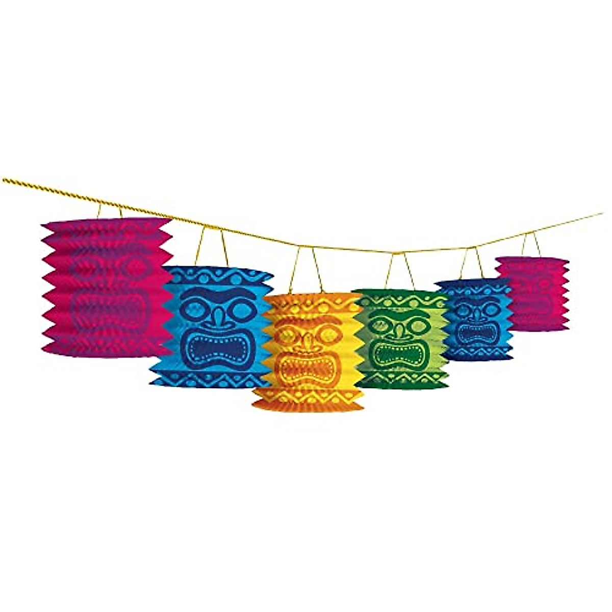 Amscan 221047 Tiki Island Lantern Garland, 12 Ft., Multicolor, 1 Pc