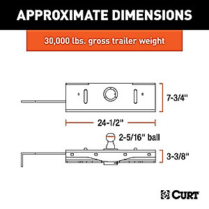 CURT 60611 Double Lock EZr Gooseneck Hitch with 2-5/16-Inch Flip-and-Store Ball, 30,000 lbs