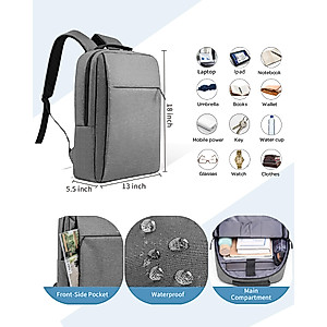 SUOKOMR Laptop Backpack for Men,Business Slim Backpack with USB Charger Lightweight Durable Travel Backpacks Mens Backpacks Water Resistant Laptop Bag for Work Office College(Grey)