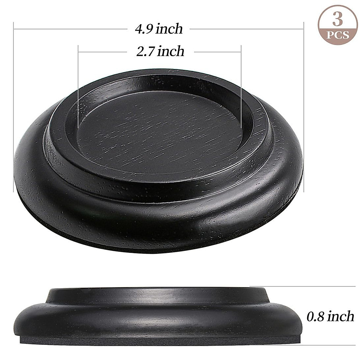 Piano Caster Cups Grand Piano Caster Cups Black Piano Leg Hardwood Cups Pads for Grand Piano (Set of 3)