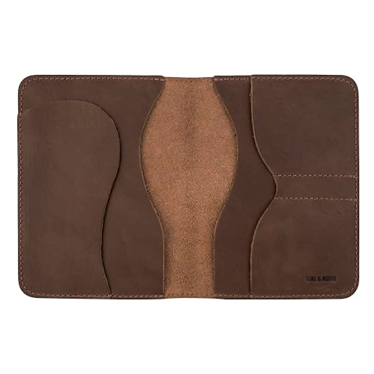 Hide & Drink, Double Passport Cover with Slots for Bills and Keys, Rustic Case, ID Organizer, Full Grain Leather, Handmade Accessories, Bourbon Brown