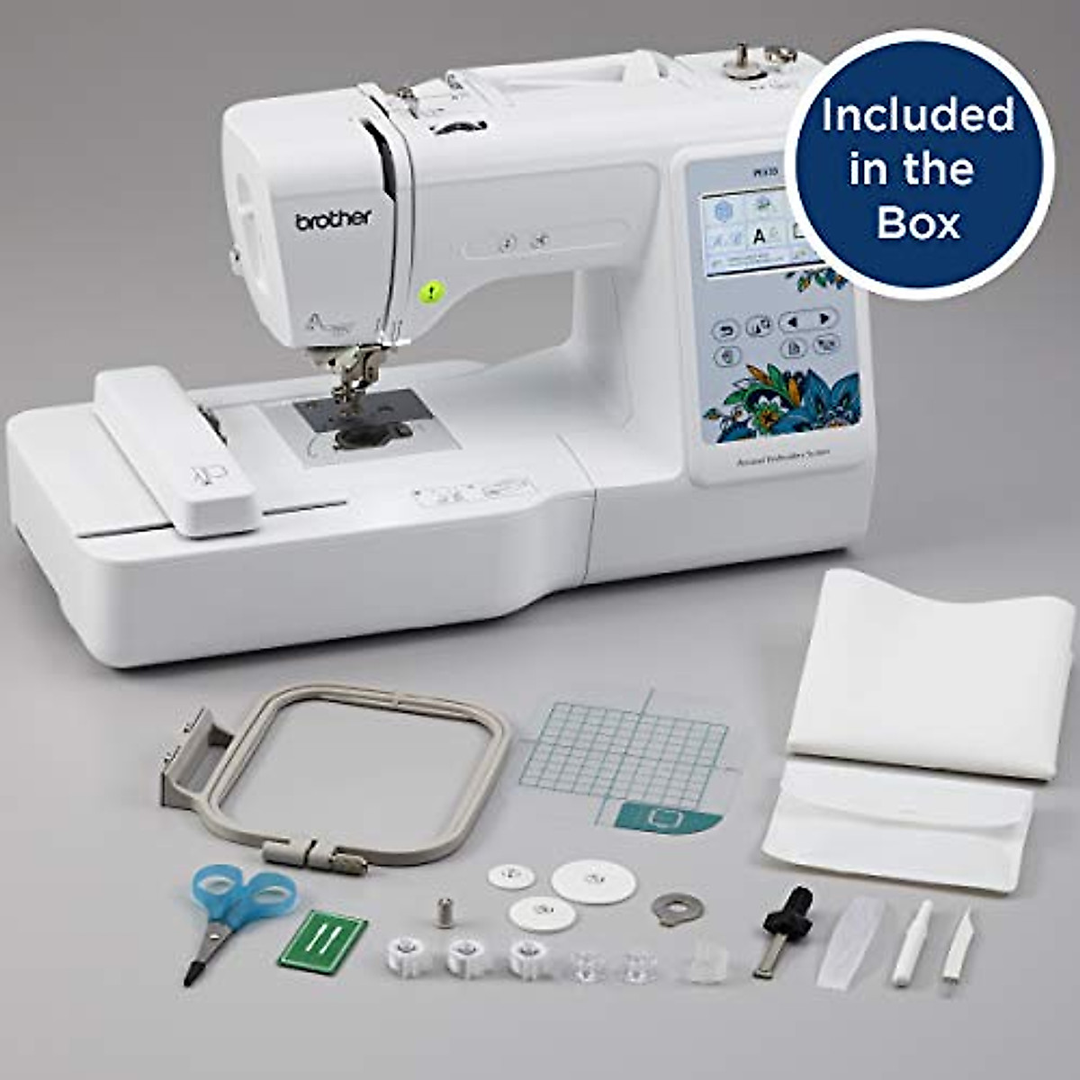 Brother PE535 Embroidery Machine, 80 Built-in Designs, 4" x 4" Hoop Area, Large 3.2" LCD Touchscreen, USB Port, 9 Font Styles