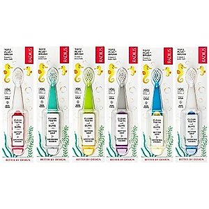 RADIUS Totz Plus Brush Kids Toothbrush Silky Soft BPA Free ADA Accepted Designed for Delicate Teeth & Gums for Children 3 Years & Up - Assorted - Pack of 6