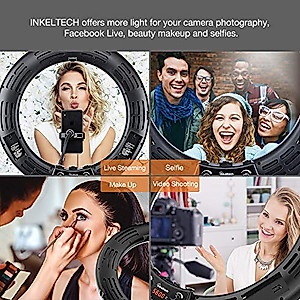 Inkeltech Ring Light - 18 inch 3000K-6000K Dimmable Bi-Color Light Ring, 60W LED Ring Light with Stand, Lighting Kit for Vlog, Selfie, Makeup, YouTube, Camera, Phone - LCD Screen & Remote Control