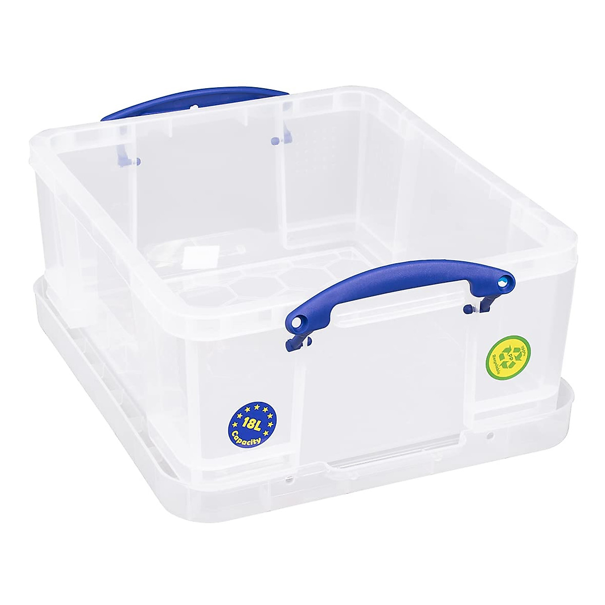 Really Useful Storage Box Plastic Lightweight Robust Stackable 18 Litre W390Xd480Xh200Mm Clear - Ref 18C