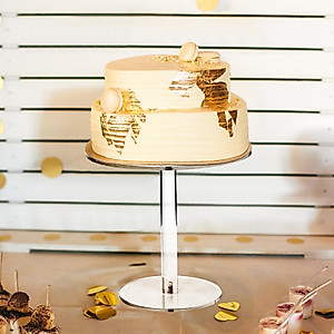 WILLSIN Acrylic Cake Stand, Round Cake Stands for Dessert Table, Clear Cupcake Stand for Birthday Party, Pastry Candy Pizza Display Riser for Wedding Event (Medium)