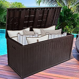 SUNVIVI OUTDOOR Patio Storage Deck Box, 120 Gallon Outdoor Deck Boxes with Handles Water-Resistant Storage Box Container for Outdoor Pillows/Cushions, Garden Tools and Pool Toys