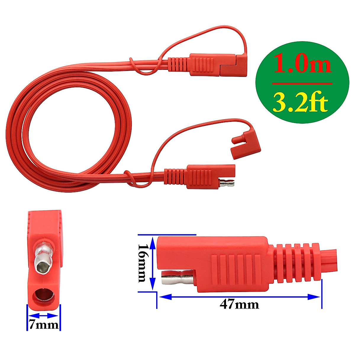 zdyCGTime SAE Extension Cord，Battery Extenstion Cable SAE to SAE Extension Cable Quick Disconnect Wire Harness SAE Power Cable with Waterproof Cap,for Automotive, Solar Panel Panel 18AWG 1m/3ft