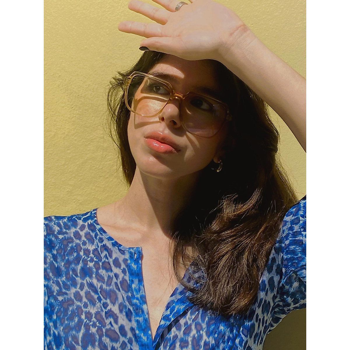 VISOONE Oversized Blue Light Blocking Glasses with Chic Square TR90 Frame and Metal Temple for Women Men REMY