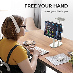 havit Cell Phone and Gaming Headset Stand, Headphone Holder, Adjustable Phone Stands, Aluminum Desktop Headphone Holder for Desk, for 0.55'' Thick Smartphone Kindle Tablet