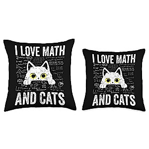 Lucky Designs Apparel I Love Math Cats Lover Throw Pillow, 16x16, Multicolor