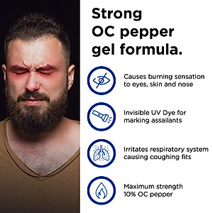 Mace Brand Magnum 4 Pepper Gel, 2.79 oz, 20 Feet Range, No Wind Blowback, Max Strength 10% OC Formula, Long Lasting UV Dye, Flip Top Safety Cap, Self Defense Pepper Spray Gel for Women & Men - Black