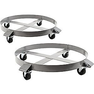 55 Gallon Drum Dolly,Heavy Duty 1000lbs Load Capacity, Barrel Dolly Cart Drum Caddy, Non Tipping Hand Truck Dollies with Steel Frame 4 Swivel Casters Wheel, for Warehouse Drum Handling (2 PCS)