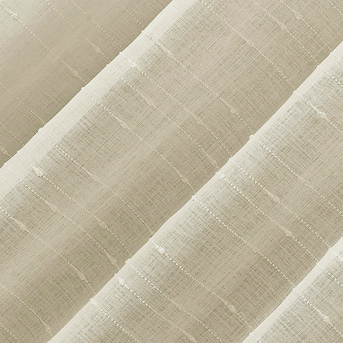 No. 918 Claudia 2-pack Slub Stripe Linen Texture Rope Tab Semi-Sheer Tie Top Curtain Panel Pair, 50" x 84", Natural Beige