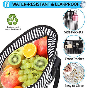 Lunch Bag for Women, ChaseChic Insulated Thermal Lunch Tote Bag Large Lunch Box Container for Adults with Adjustable Shoulder Strap, Reusable Lunch Cooler Bag for Office Work Picnic, Stripe