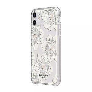 Kate Spade New York Protective Hardshell Case for iPhone 12 & iPhone 12 Pro - Hollyhock Floral Clear/Cream with Stones