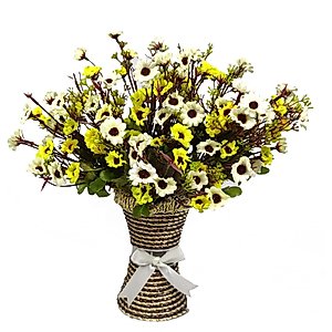 skycats Artificial Flowers, Artificial Daisy Silk Flowers, Flowers for Home Wedding Kitchen Garden Patio Window Box Office Table Centerpieces Indoor Outdoor Decor (4 Bundles White, excluding vases)
