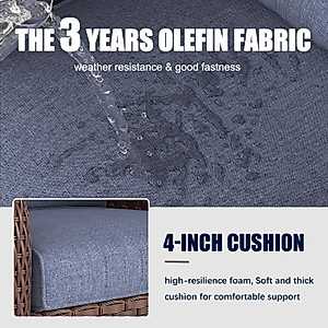 LayinSun 6 Pieces Outdoor Patio Furniture Set, Rattan Wicker Sectional Swivel Rocker Chairs Sets