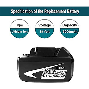 Gamrombo 2Packs Upgraded to 6.0Ah 18V BL1860B Li-ion Replacement Battery Compatible with Makita 18V Battery BL1815 BL1830 BL1835 BL1840 BL1850 BL1860 LXT400 194205-3 Fit Cordless Power Tools