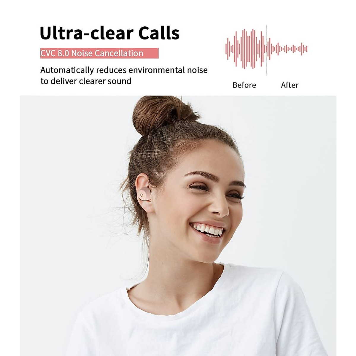 Edifier X3 to U True Wireless Earbuds, Qualcomm AptX Audio Bluetooth 5.0 Headphones, CVC 8.0 Noise Cancellation IP55 Dust and Waterproof Ear Buds, Voice Assistant USB C Earphones Pink