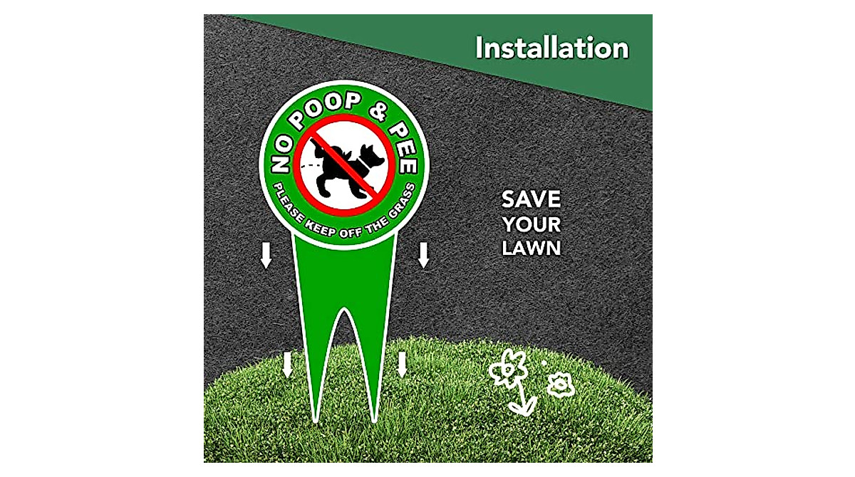 2 PC No Dog Poop Signs for Yard - 12x6 Double Sided Dibond No Pooping ...