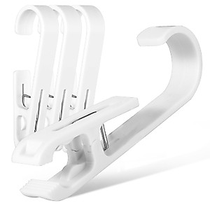 GEEHUA Laundry Hooks with Clips, Portable Towel Hanging Clip Clothes Pins Bra Clips Closet Orangizing Clips Hat Clip Durable Curtain Boot Hangers Clip for Travel Pants Socks Handbags(White)