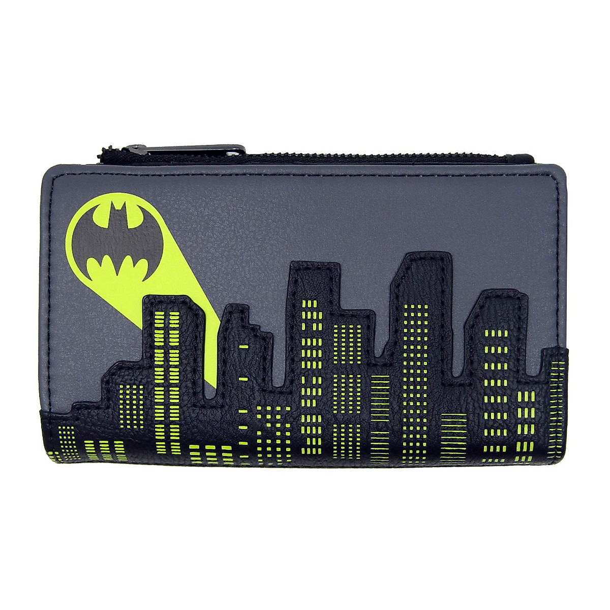 Loungefly x Batman Bat-Signal Gotham City Skyline Flap Wallet (Grey Multi, One Size)