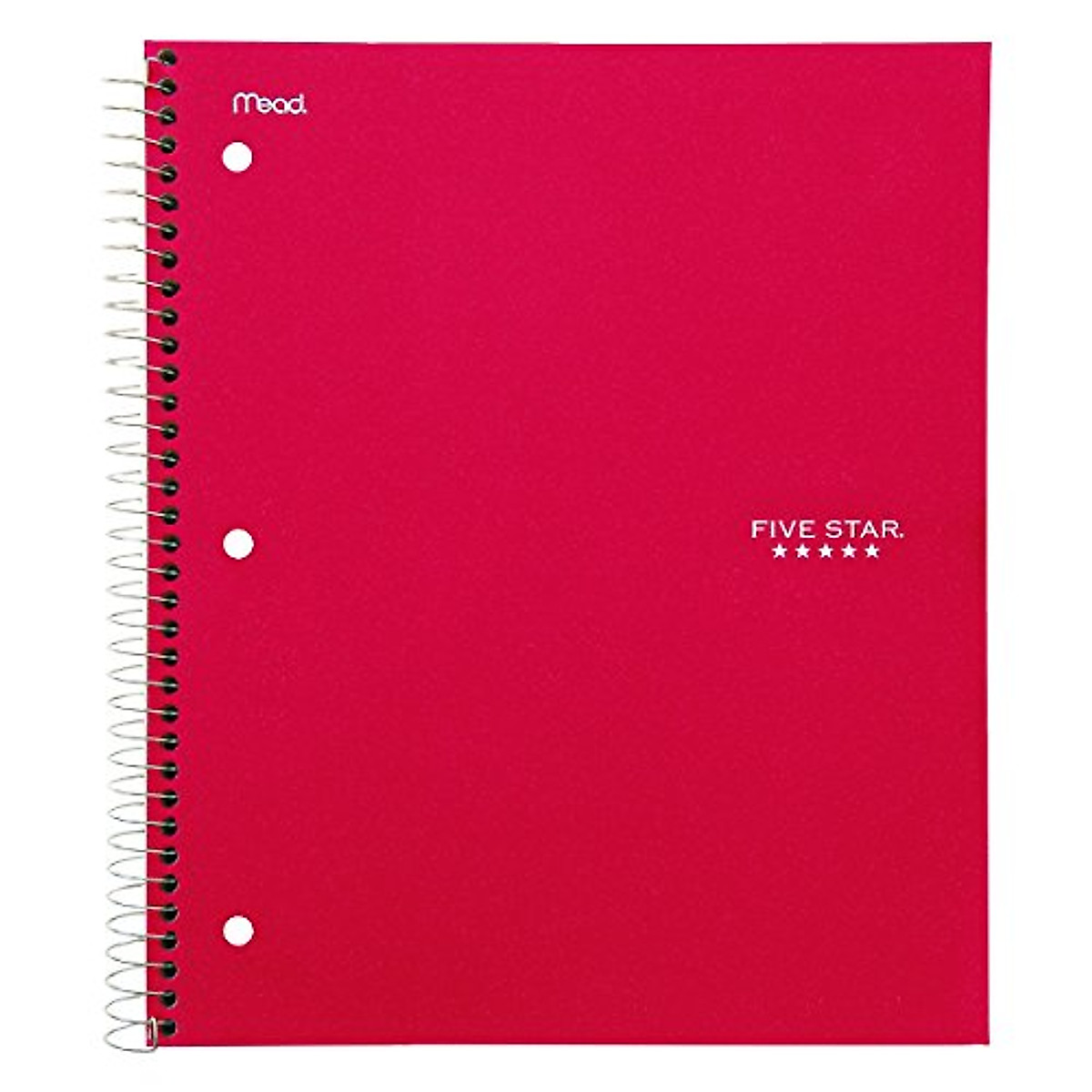 Five Star 06210 Wirebound 3-Subject Notebook, College Rule, 11 x 8 1/2, 150 Sheets, Assorted