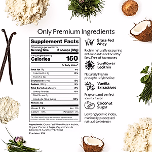 Promix Whey Protein Isolate Powder - Grass-Fed & 100% All Natural - ­Post Workout Fitness & Nutrition Shakes, Smoothies, Baking & Cooking Recipes - Gluten-Free & Keto-Friendly - Vanilla, 5 Pound