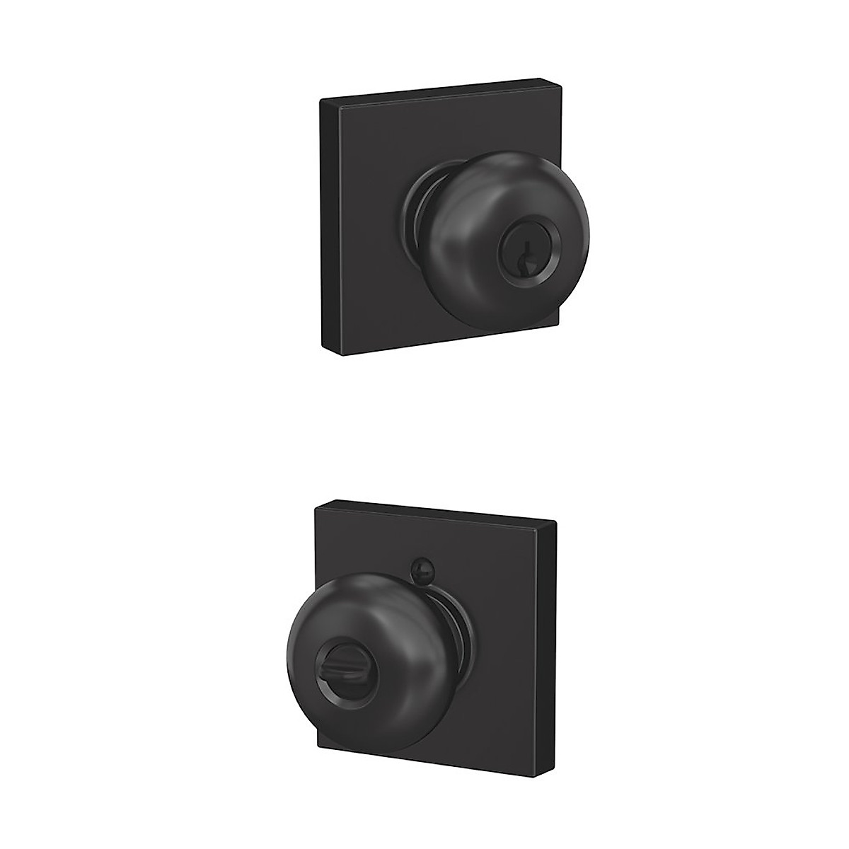SCHLAGE F51A PLY 622 COL Plymouth Knob with Collins Trim Keyed Entry Lock, Matte Black