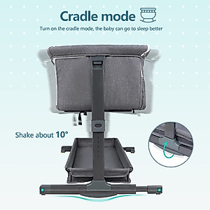 SURPCOS Baby Bassinet, Bedside Bassinet for Baby, Baby Cradle with Storage Basket, Adjustable Bedside Crib, Bedside Sleeper with Comfortable Mattress Grey