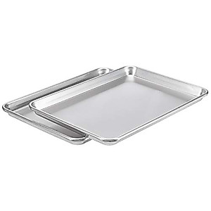 AmazonCommercial Aluminum Baking Sheet Pan, Jelly Roll Sheet, 15.1 x 10.6 Inch, Pack of 2