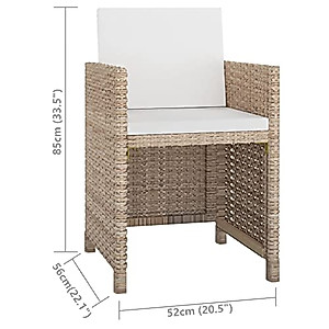 MBFLUUML Living Room Lounge Sets, Outdoor Patio Furniture, 9 Piece Patio Dining Set with Cushions Poly Rattan Beige Suitable for Patio, Porch, Backyard, Balcony.