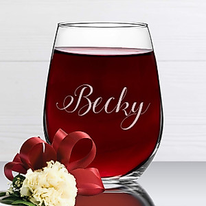 Custom Personalized 15oz Stemless Wine Glass - Customized With Any Name