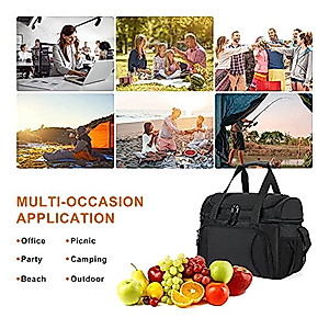 F40C4TMP Double Leaves 36 Cans Extra Large Flight Attendant Lunch Bag Crew Cooler, Insulated Lunch Bag for Men Lunch Box Travel Cooler Bag Soft Luggage Pilot for Work Camping Sports Picnic Black