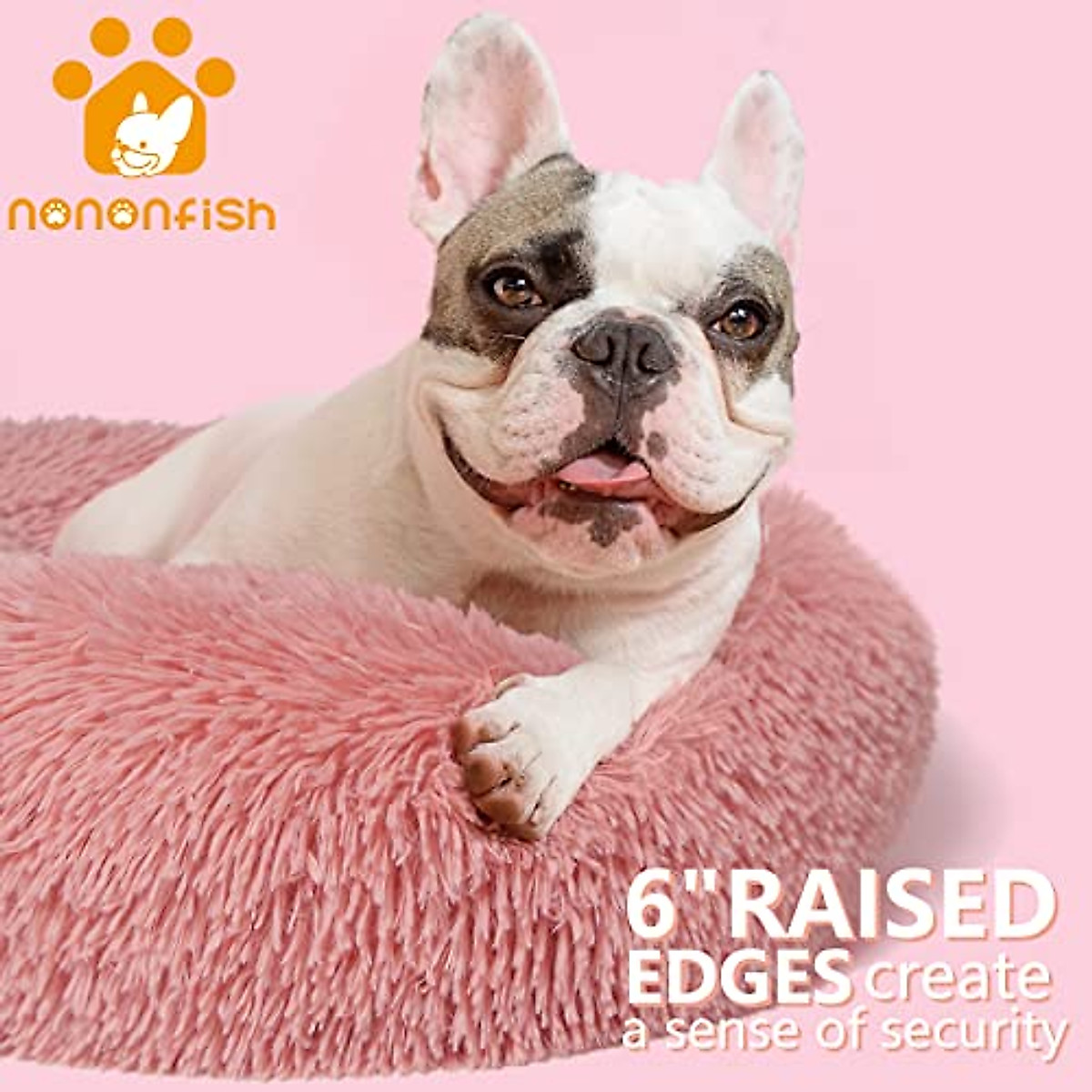 Pink Dog Beds for Small Dogs Attached,Small Pet Bed Washable Calming Faux Fur Burrow Doggie Beds for Chihuahua Cat Kitten