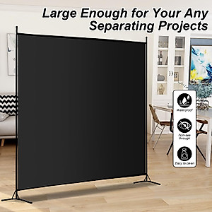 Carivia Single Large Panel Room Divider, 6 Ft Tall Privacy Screen Room Divider,Freestanding Room Partition Wall Divider,Lightweight Room Divider Screen for Home Office,69''W x 70''H, Black