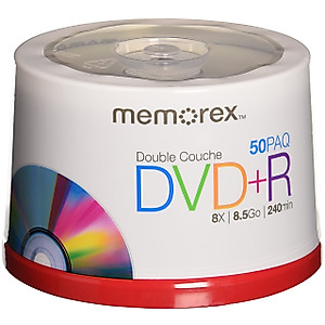 Memorex 8.5 GB 8 X Double Layer DVD+R - 50 Pack Spindle