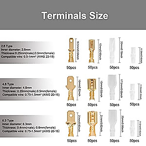 Kartuul Wire Terminal Crimping Tool Kit, AWG22-16(0.5-1.5mm²) Self-Adjusting Ratcheting Spade Connector Crimper Pliers Set with 300PCS Male and Female Spade Connectors