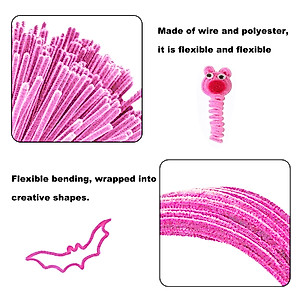 100Pcs Pink Pipe Cleaners，30cmX6mm Pipe Cleaners Craft Chenille Stems for DIY Art Creative Crafts (Pink100)