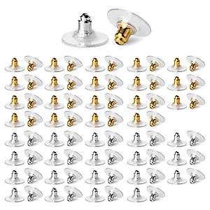 Mr. Pen- Bullet Clutch Earring Backs with Pad, 76 pcs, Gold & Silver, Rubber Earring Backings, Earring Backs for Studs, Earring Backs Replacements, Pierced Earring Backs, Earring Stoppers.