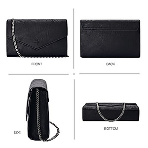 GM LIKKIE Clutch Purse for Women, Evening Envelope Clutch Bag, Crossbody Foldover PU Leather Shoulder Handbag (Black)