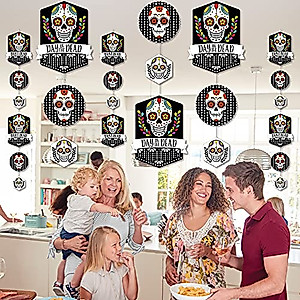 Big Dot of Happiness Day of the Dead - Halloween Sugar Skull Party DIY Dangler Backdrop - Hanging Vertical Decorations - 30 Pieces