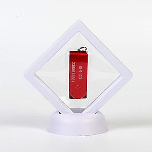 10 Pcs Diamond Shape Floating Display Case, 3D Floating Frame Display Holder Stands for Jewelry Commemorative Coin Medallions Fossil, 3.5 x 3.5 x 0.8 inches, White