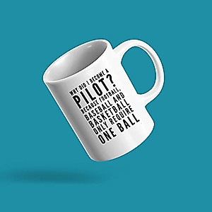 Panvola Why Did I Become A Pilot Because Football Baseball And Basketball Require One Ball Appreciation Sarcastic Coffee Mug 11 oz
