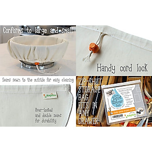 Kleynhuis Greek Yogurt Strainer Pouch, Organic Cotton (16"X9") / Reusable Cheesecloth Alternative